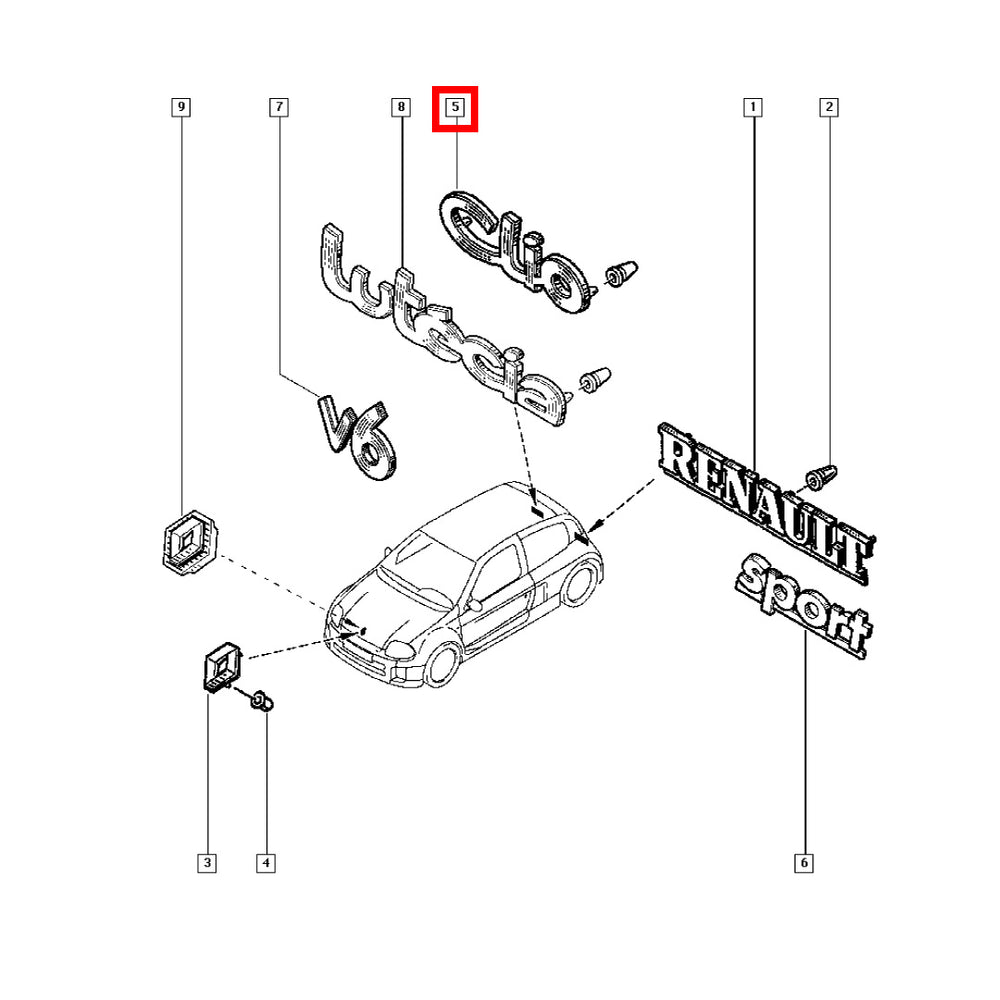 Genuine OEM Renault Clio Tailgate Trunk Boot Lid Badge Emblem Letterin