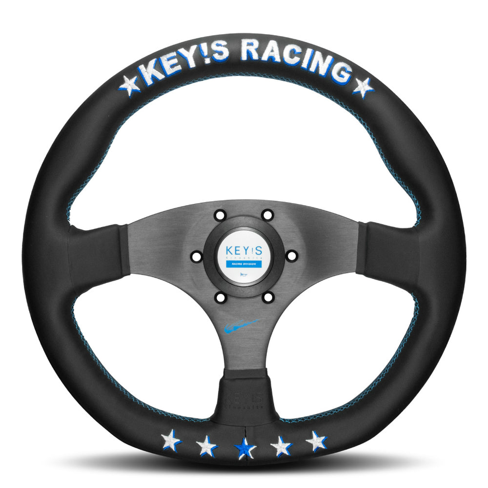 KEY'S Racing 5 Star 352R Anniversary Steering Wheel - Black Leather Bl