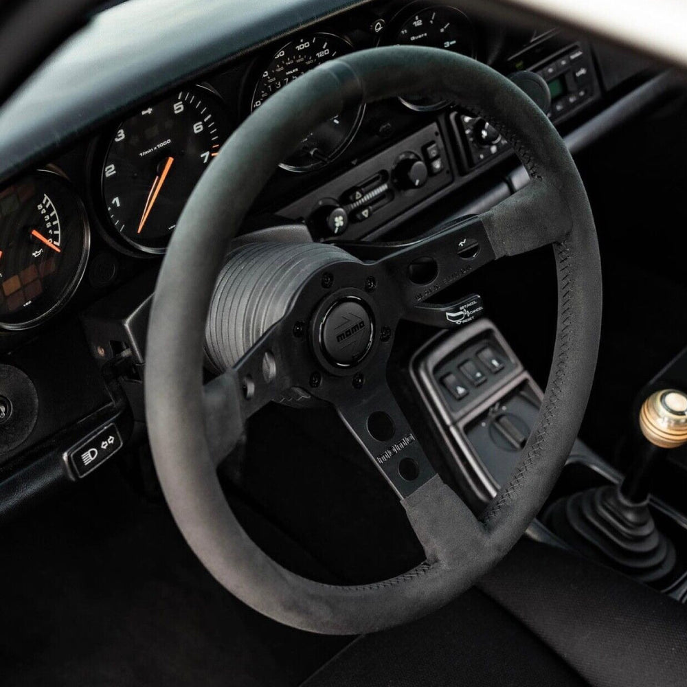 MOMO Mod. 07 Black Edition Steering Wheel - Black Alcantara Black Spok