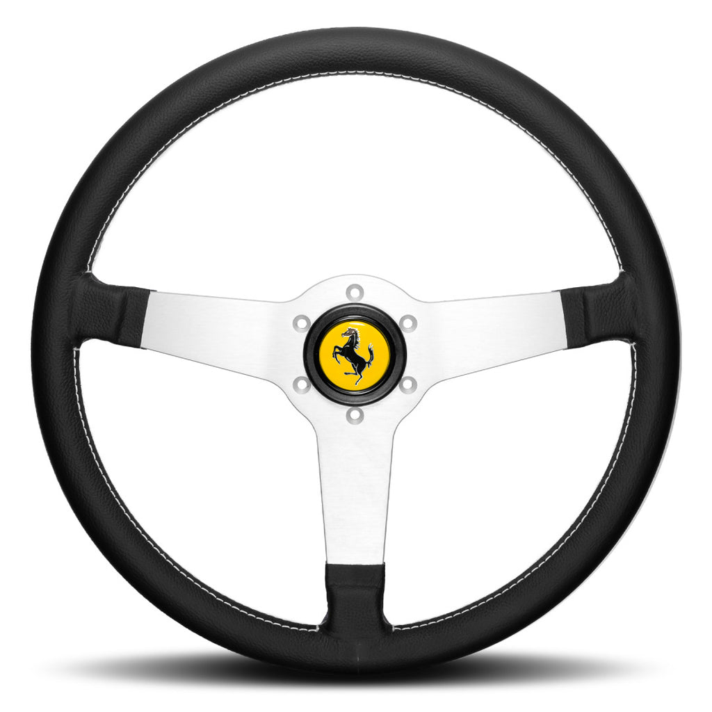 Ferrari 308 GTB GTS Steering Wheel - Black Leather Silver Spokes 360mm