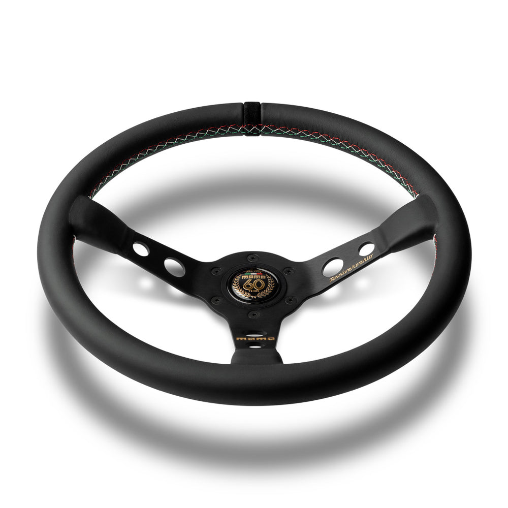 MOMO Mod. 07 Anniversario Steering Wheel - Black Leather Black Spokes