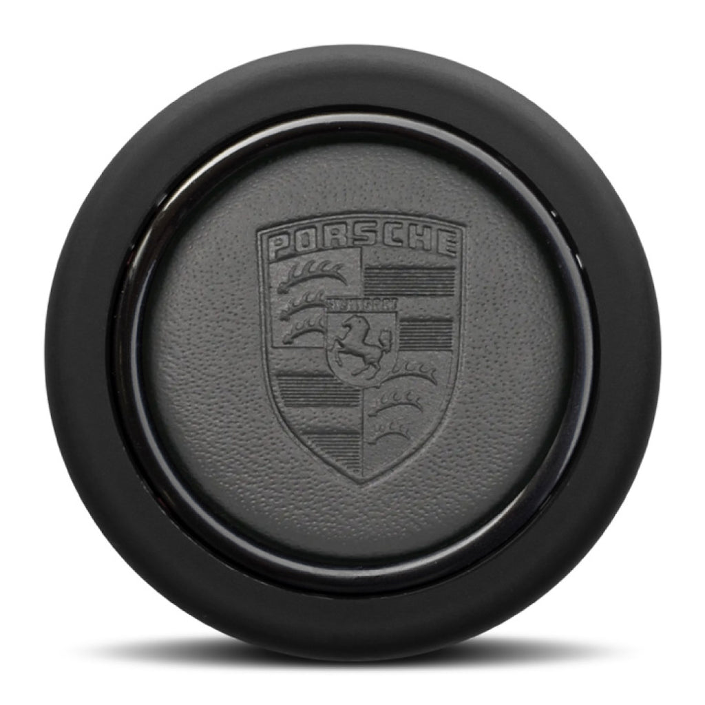 MOMO Porsche Leather Horn Button - Historic Porsche Crest - Round Lip