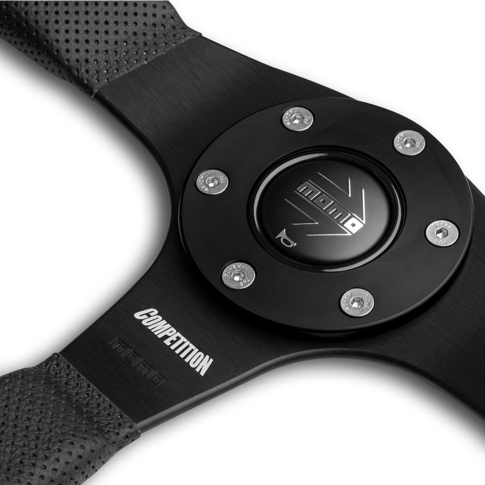 MOMO Competition Steering Wheel - Black Leather Black Spokes 350mm